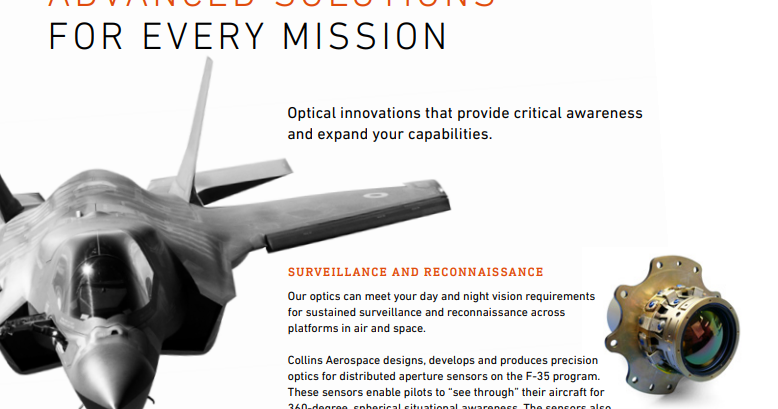 DEFENSE STUDIES: Collins Aerospace Delivers 1000th F-35 Infrared ...