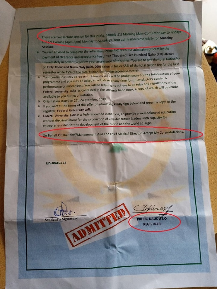FULafia Fake Admission Letter In Circulation Beware Of Fraudsters FULafia Fake Admission Letter In Circulation Beware Of Fraudsters
