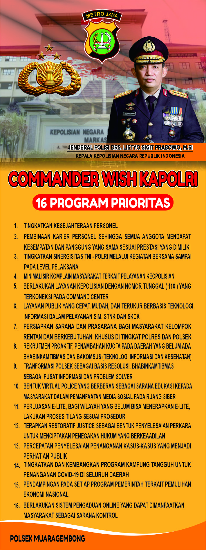BANNER COMMANDER WISH KAPOLRI 16 program PRIORITAS JENDERAL POLISI DRS ...