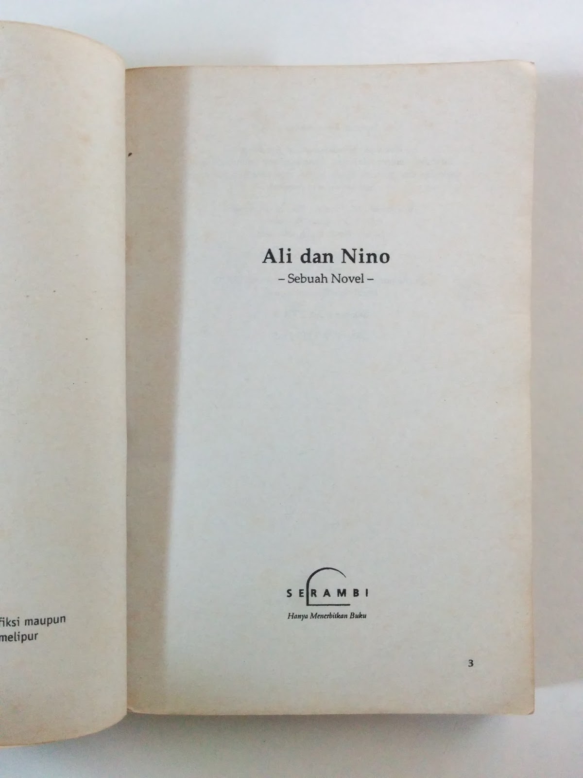 Ali dan Nino (Sebuah Novel) | Aksiku Toko Buku Bekas Online