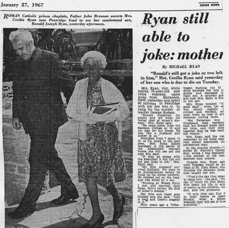 SAMURAI POLICE 1109: RONALD RYAN THE LAST MAN HANGED IN AUSTRALIA ...