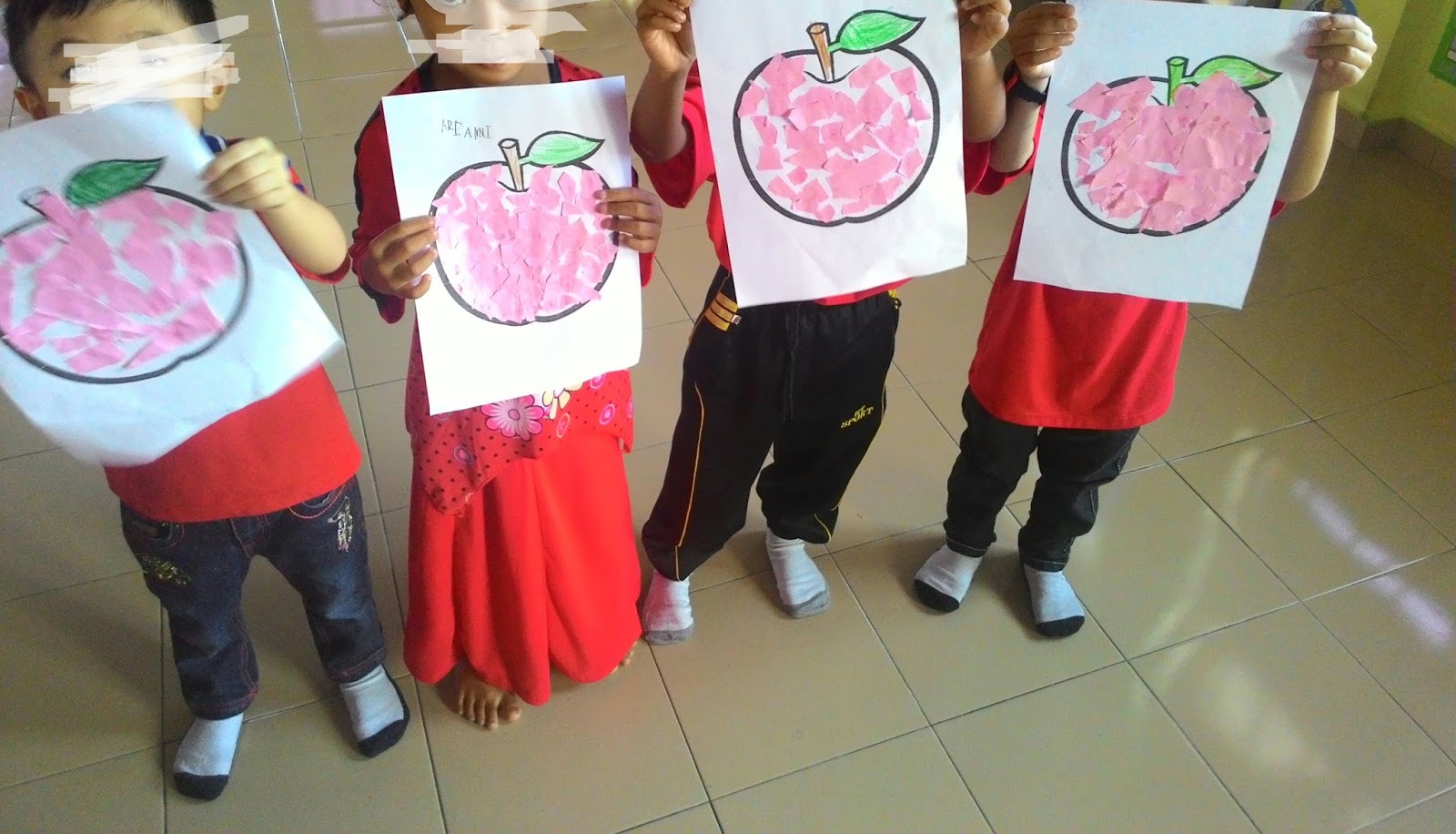 PC- YZ Travel & Food : Preschool diary - Collage apple for preschool