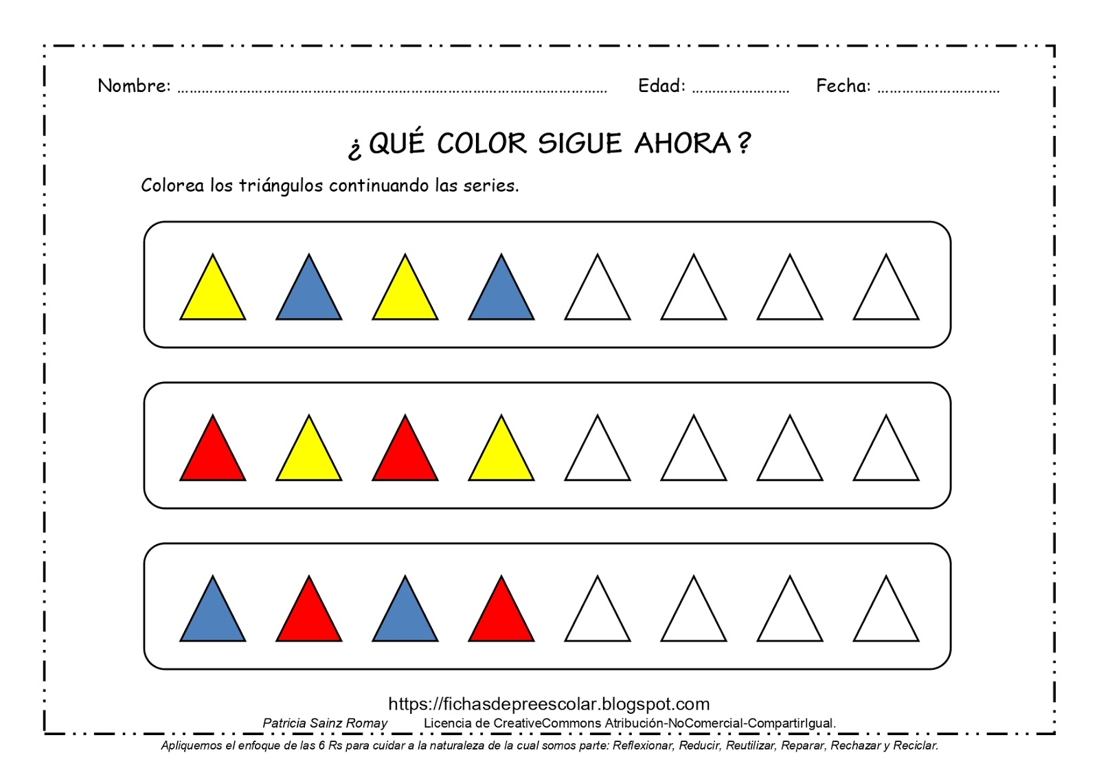 FICHAS DE EDUCACIÓN PREESCOLAR: ¿QUÉ COLOR SIGUE AHORA? Series con ... FICHAS DE EDUCACIÓN PREESCOLAR: ¿QUÉ COLOR SIGUE AHORA? Series con ...