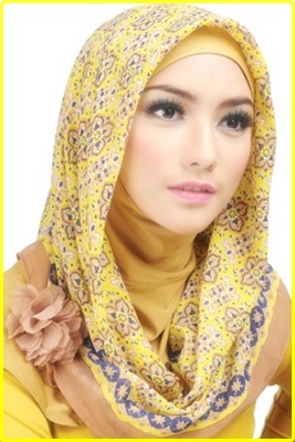 Model jilbab terbaru warna modern kuning