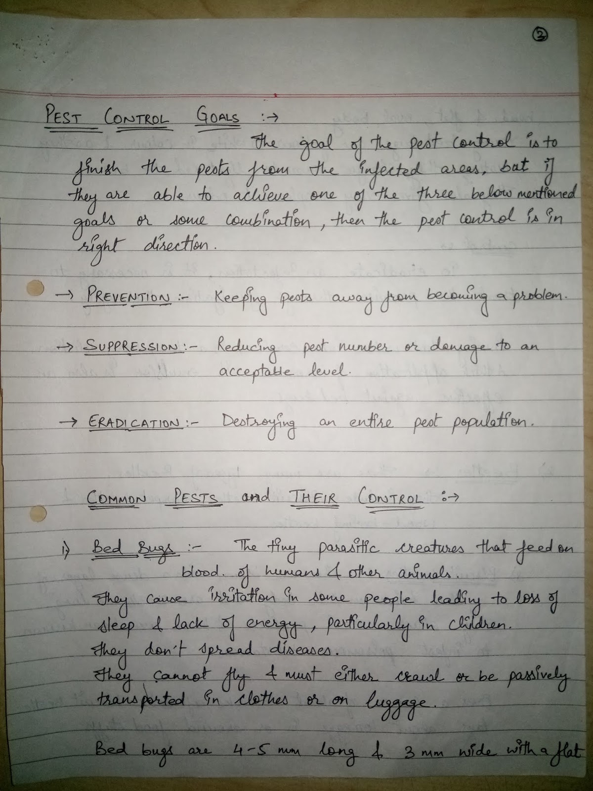 House Keeping notes: PEST CONTROL