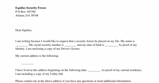 Credit Freeze Letter Template ~ Resume Letter