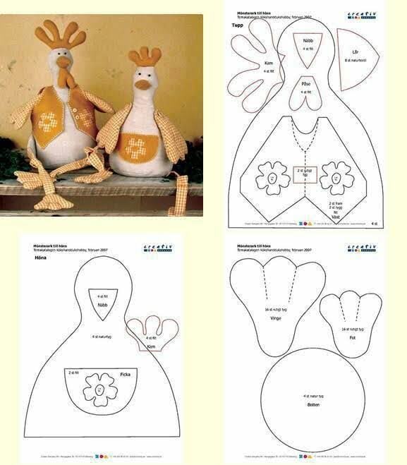 Eu Amo Artesanato: Galo e Galinha com molde