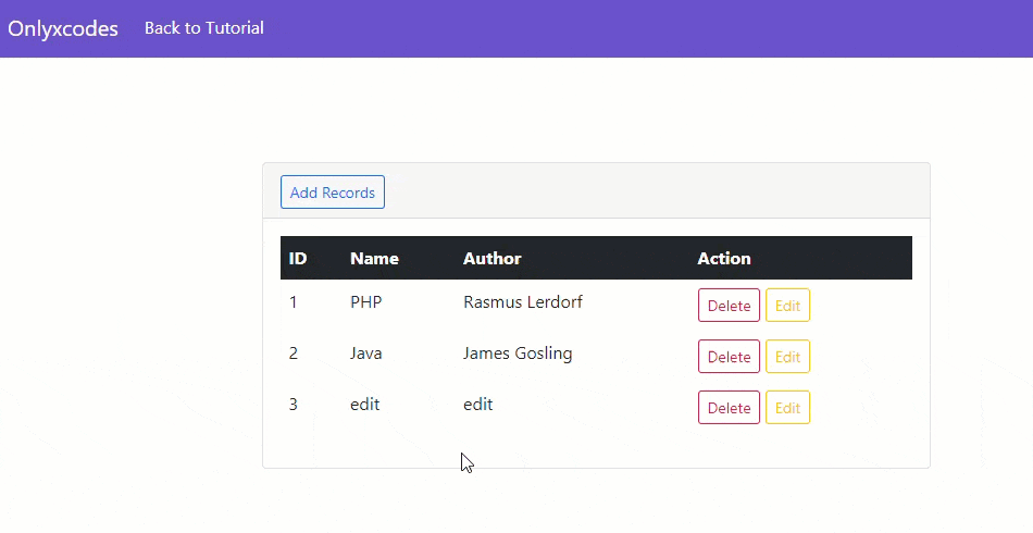 Demo Delete Record Vue Js Connect To Database Mysql