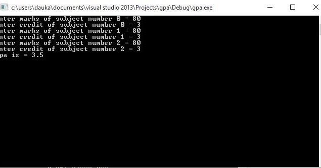 C++ Assignments , Quizz And Project : C++ GPA CALCULATOR