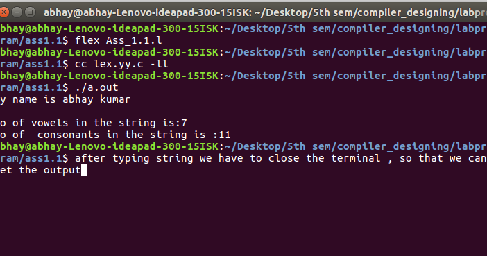 count no of vowels and consonants