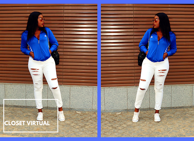 Closet Virtual: Look - Adidas blue track jacket