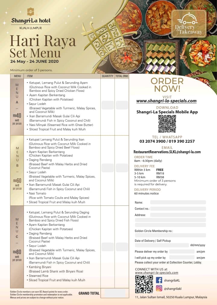 Awesome Hari Raya Dine-In Set Menu from RM50.00 at the Shangri-La Hotel ...