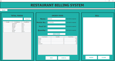 Restaurant Billing System Project using Java & MySQL