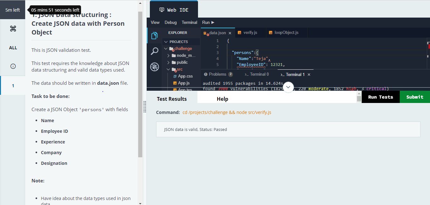 Techfreak Tej Create Json Data With Person Object Json Data Structuring Hackerrank Solutions