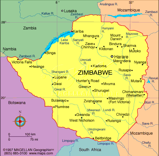 Zimbabwe | Mapas Geográficos do Zimbabwe - Geografia Total™