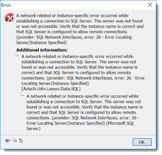 Genexus: Problemas con KB:A network-related or instance-specific error ...
