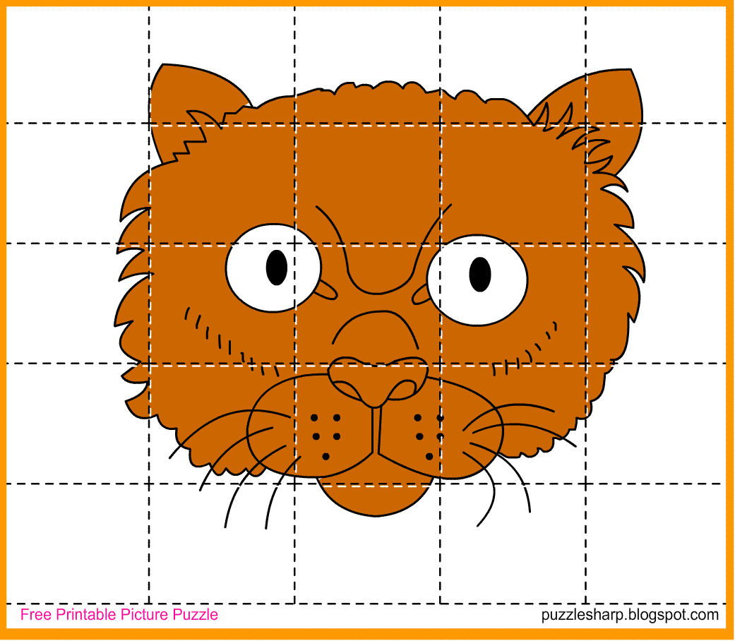 Free Puzzle Game Printable: Cat Face Picture Puzzle