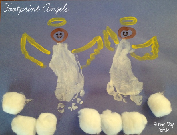 Footprint Angels with Cotton Clouds | Sunny Day Family