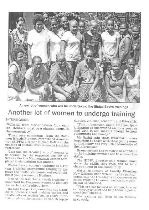 SISTAS SAVVE: In the Media: Solomon Star features MB4 women