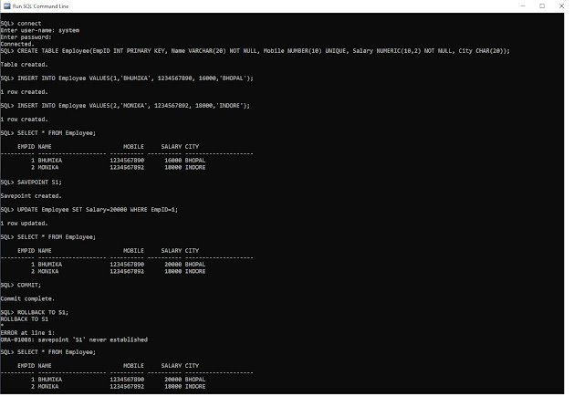 Bcom Computer Notes Tcl Commands In Oracle