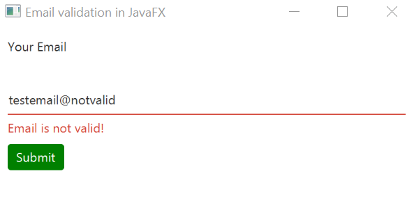JavaFX Email Validation using JFoenix TextField