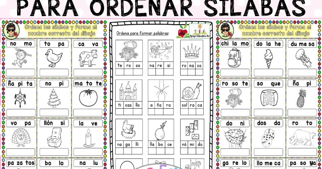 Fichas Lectoescritura para Ordenar Sílabas | Materiales Educativos para Maestras