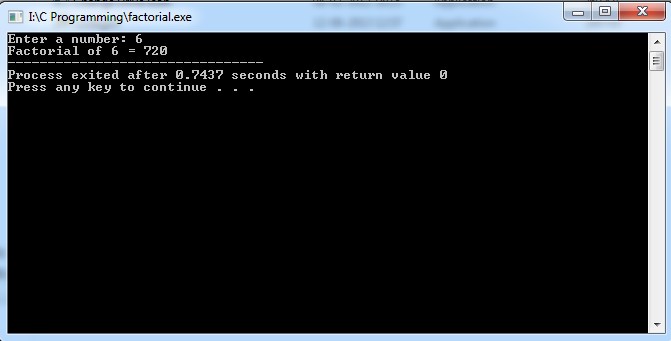 C Program To Calculate Factorial Using Recursion