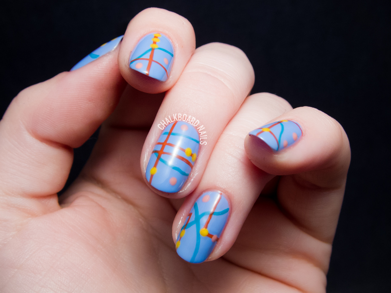 Abstract Roadmap Nail Art, for the Adventurer In You | Chalkboard Nails ...