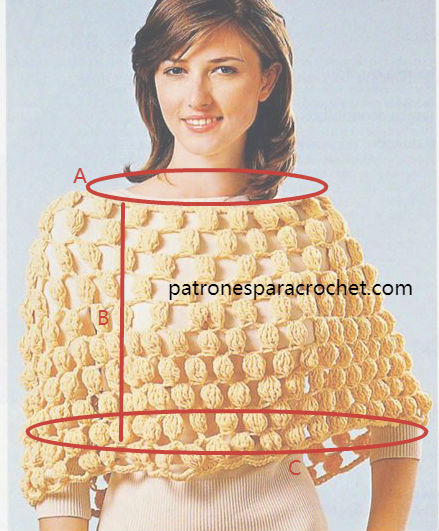 Patrones de capa muy chic tejida en punto bodoque