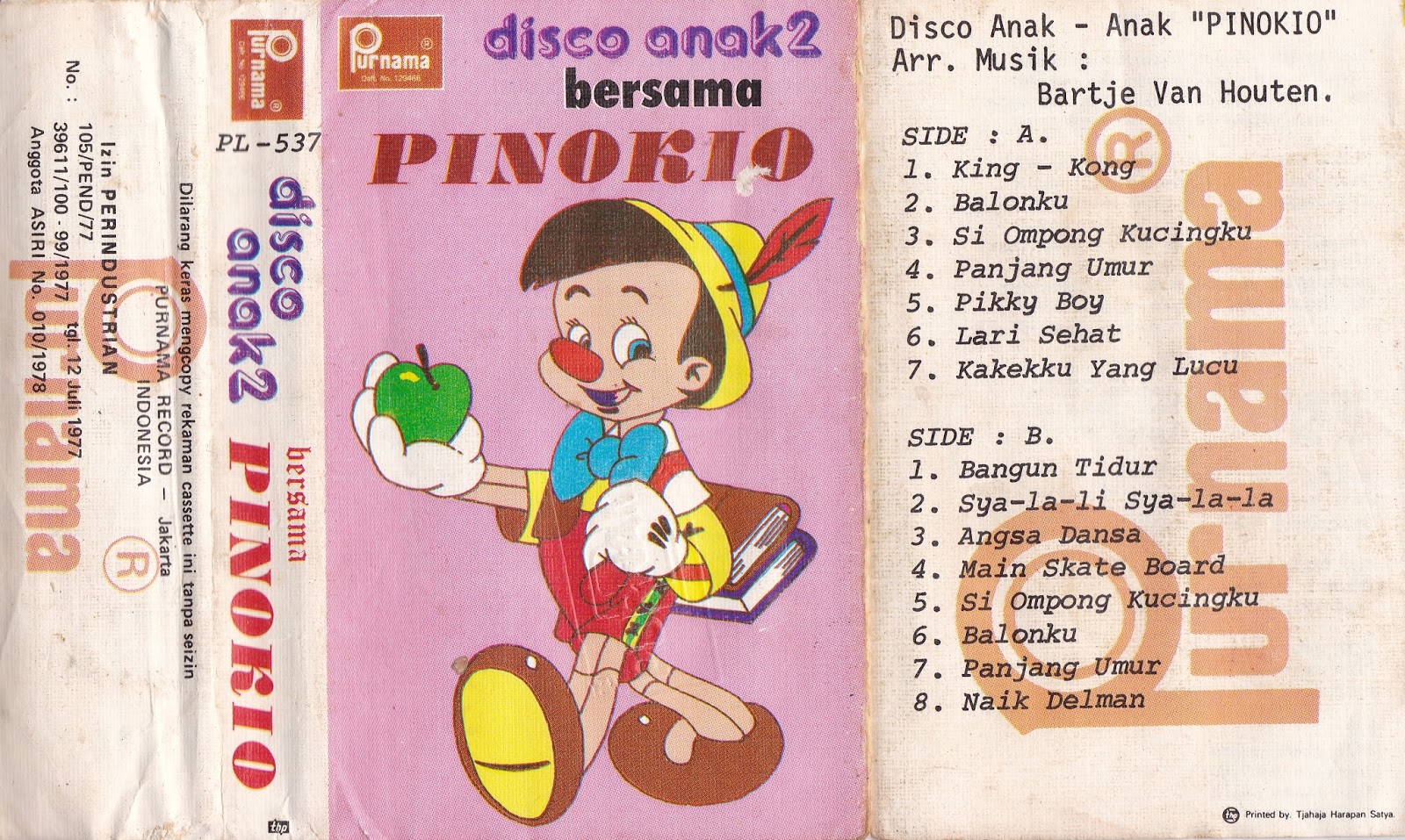 Sampul Kaset Album Lagu Anak Indonesia Jaman Dulu: Pinokio (Disco Anak Anak)