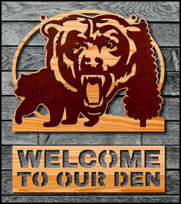 Scrollsaw Workshop: Bear Welcome Sign Scroll Saw Pattern.