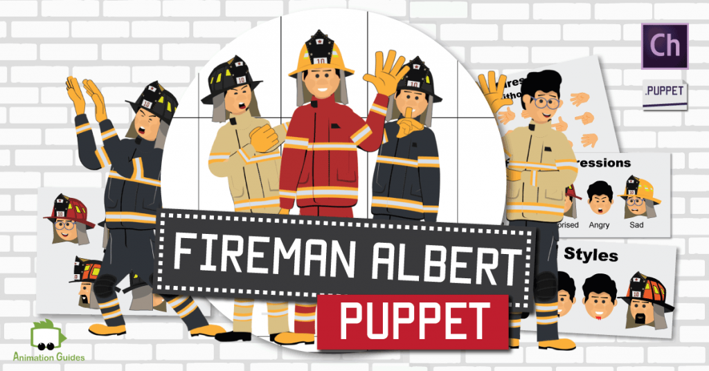 Animation Guides: Albert Fireman Puppet in Uniform for Adobe Character ...