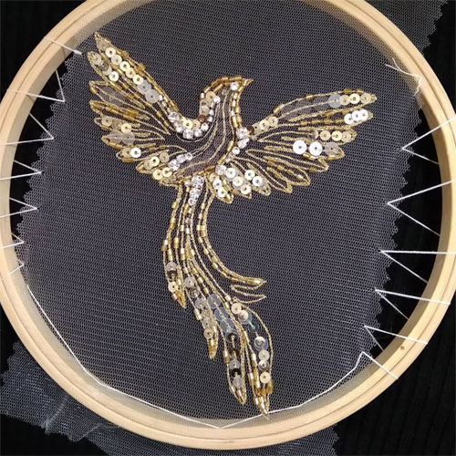 My Owl Barn: Delicate Hand-Embroidery With Sequins and Beads On Tulle