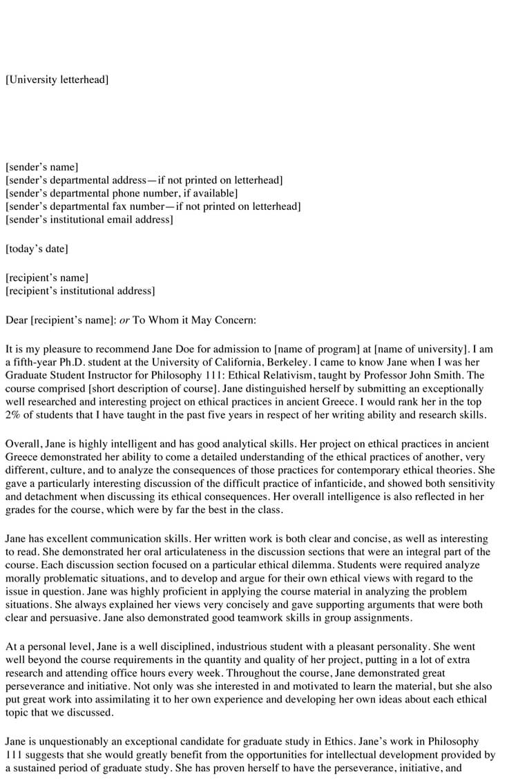 Phd Recommendation Letter Template ~ Resume Letter