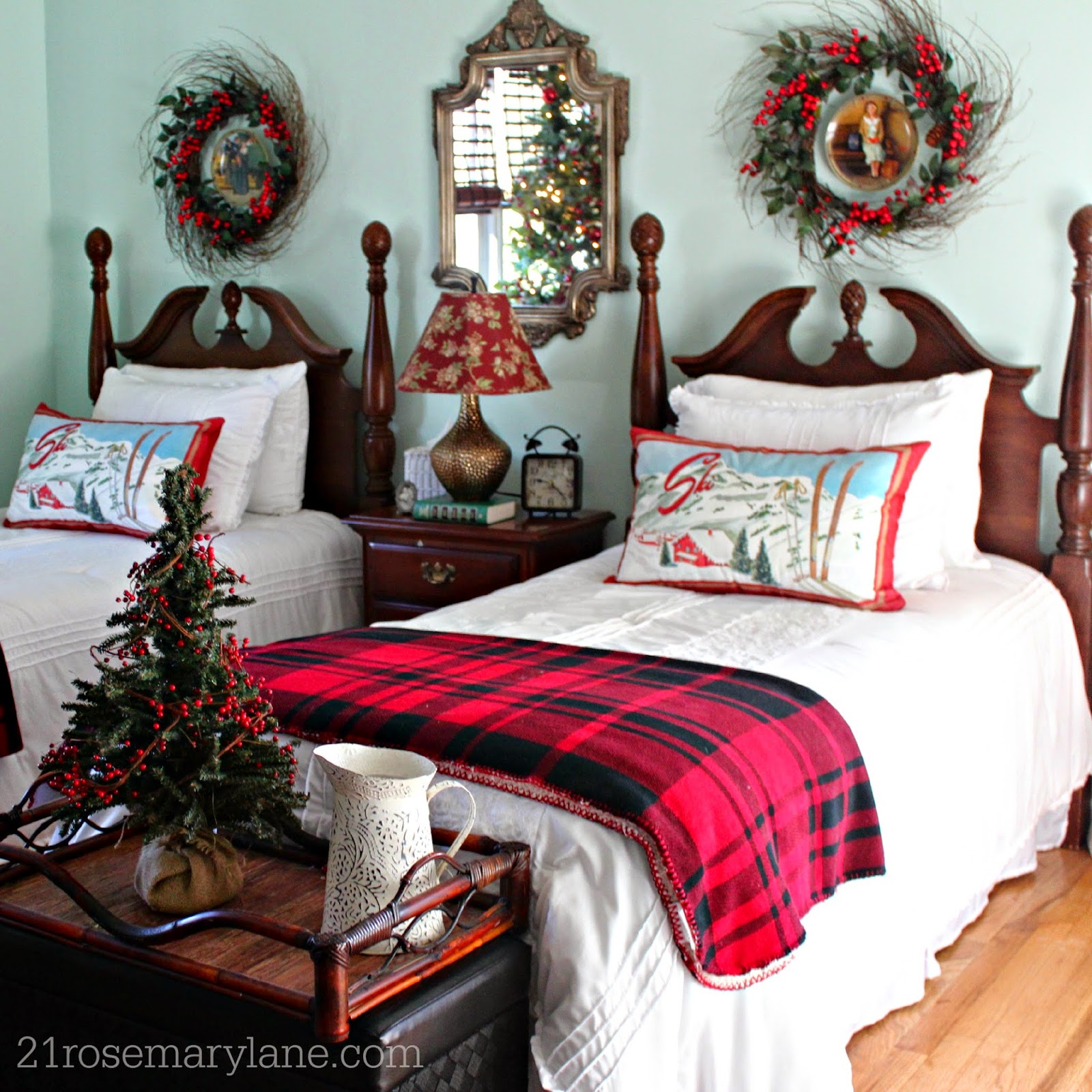 21 Rosemary Lane: Cozy Ski Chalet Themed Guest Bedroom for the Holidays