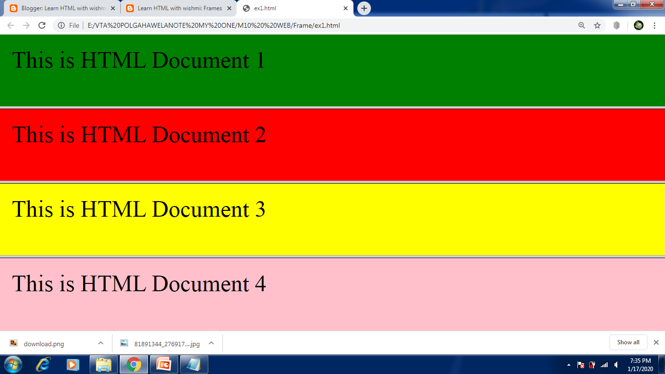 Learn HTML with wishmi: Frame Set EX1