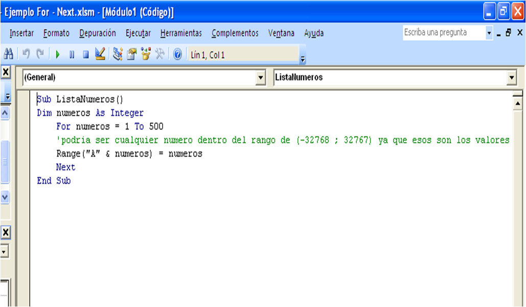 MACROS: Ciclo FOR NEXT