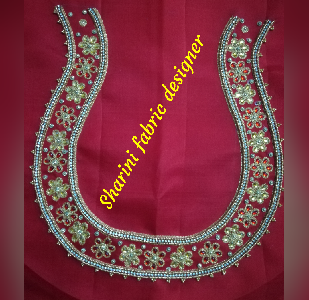 sharini fabric designer: Elegant pot neck bridal blouse