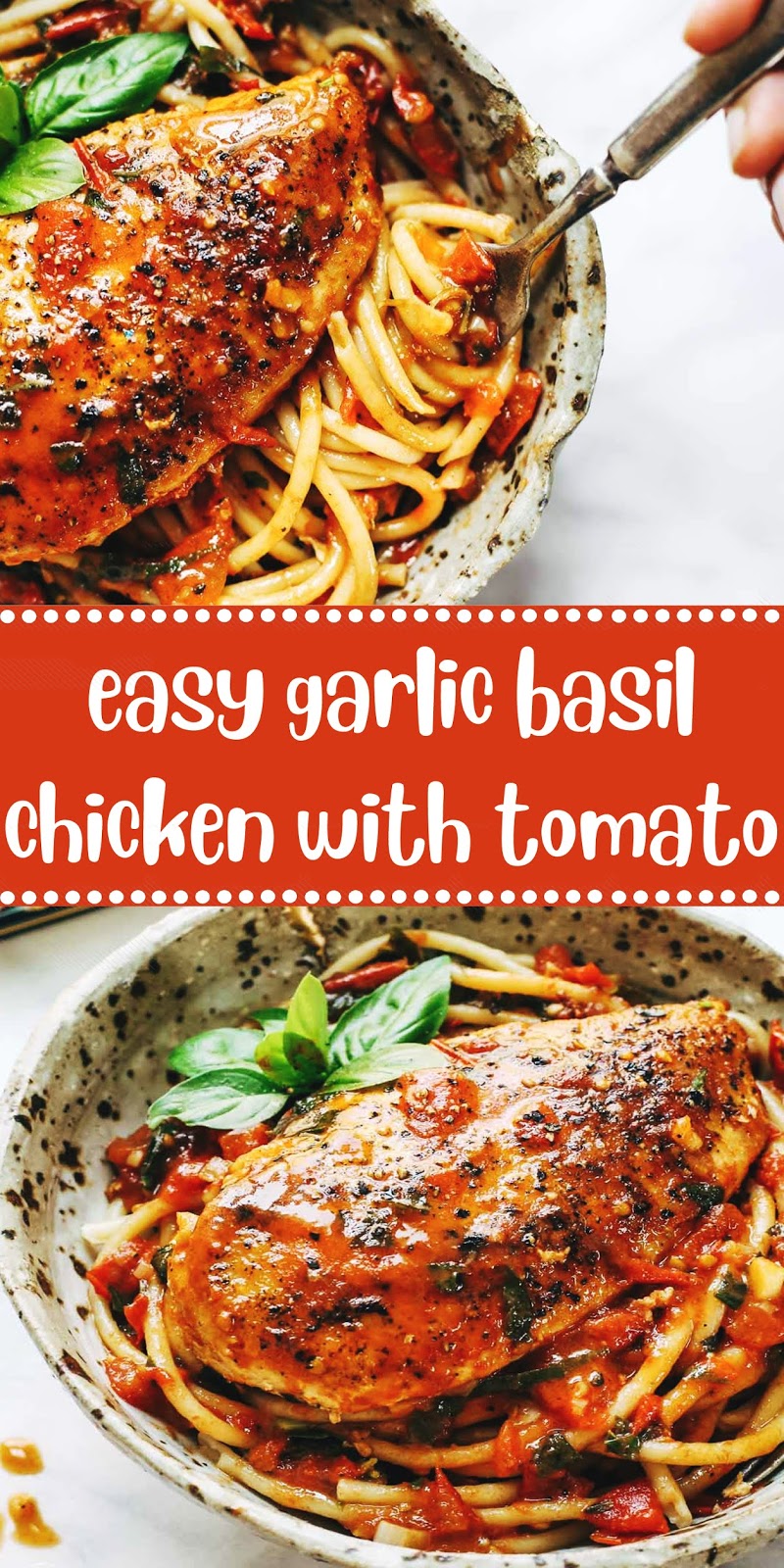 easy garlic basil chicken with tomato butter sauce - Jolly Lotus