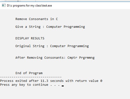 Free Programming Source Codes And Computer Programming Tutorials Remove Consonants In C