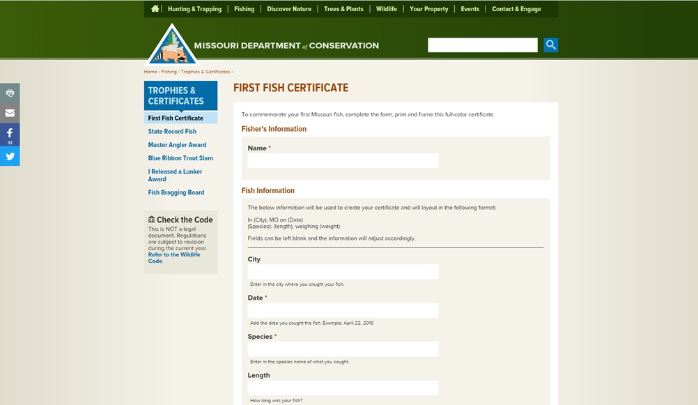 The Show Me Fly Guy: First Fish Certificate from the Missouri ...