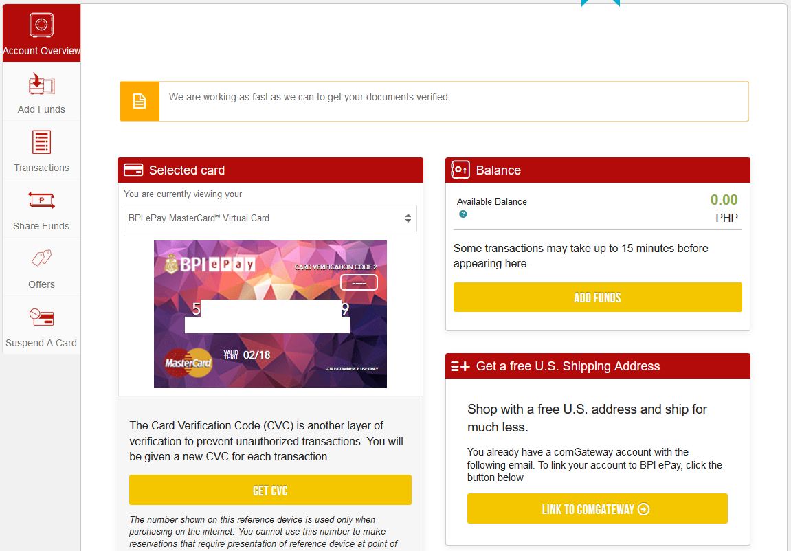BPI ePay (virtual card) ~ GoHopping