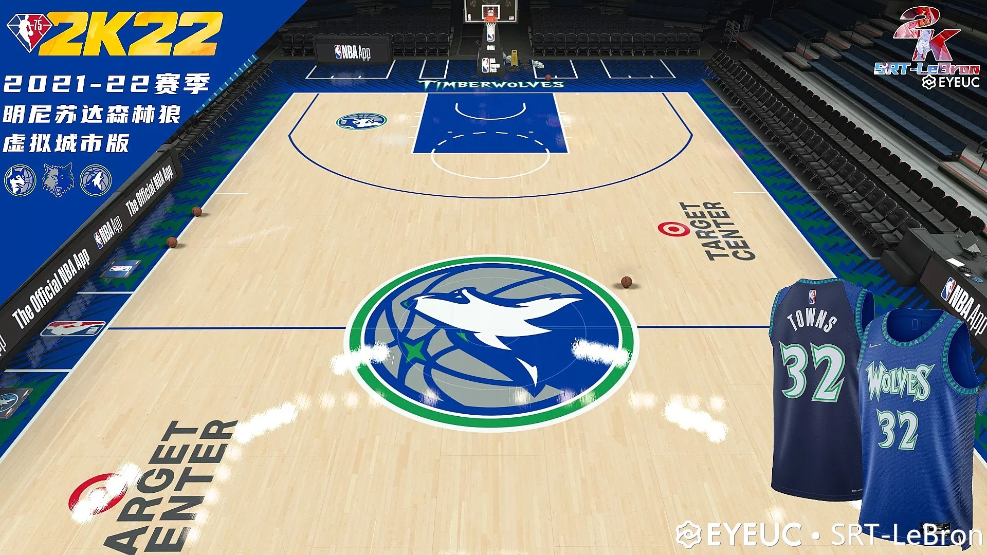 NBA 2K22 Minnesota Timberwolves City Edition Court 8K by SRT-LeBron