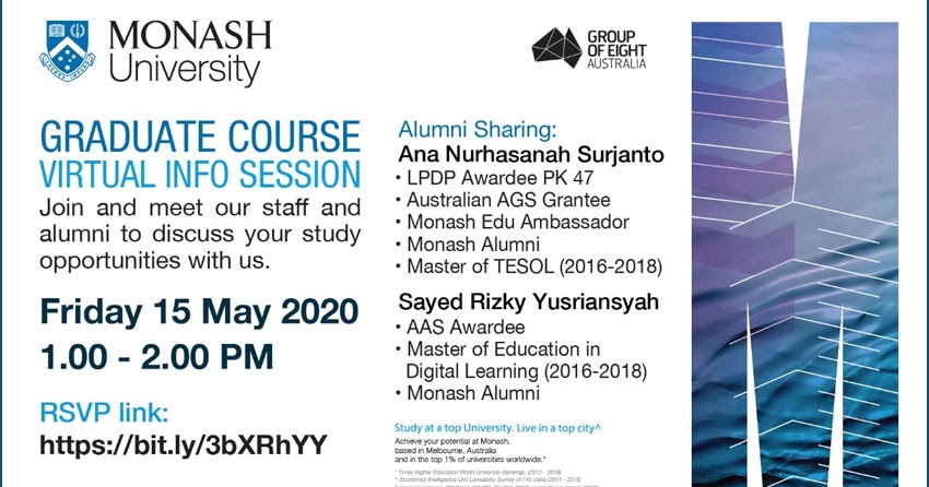 Monash University Graduate Course Virtual Information Session ~ Beasiswa Kita