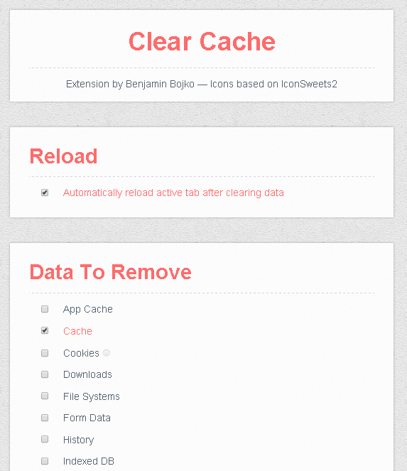 siebel-error: Little Helpers: Clear Cache Browser Extension