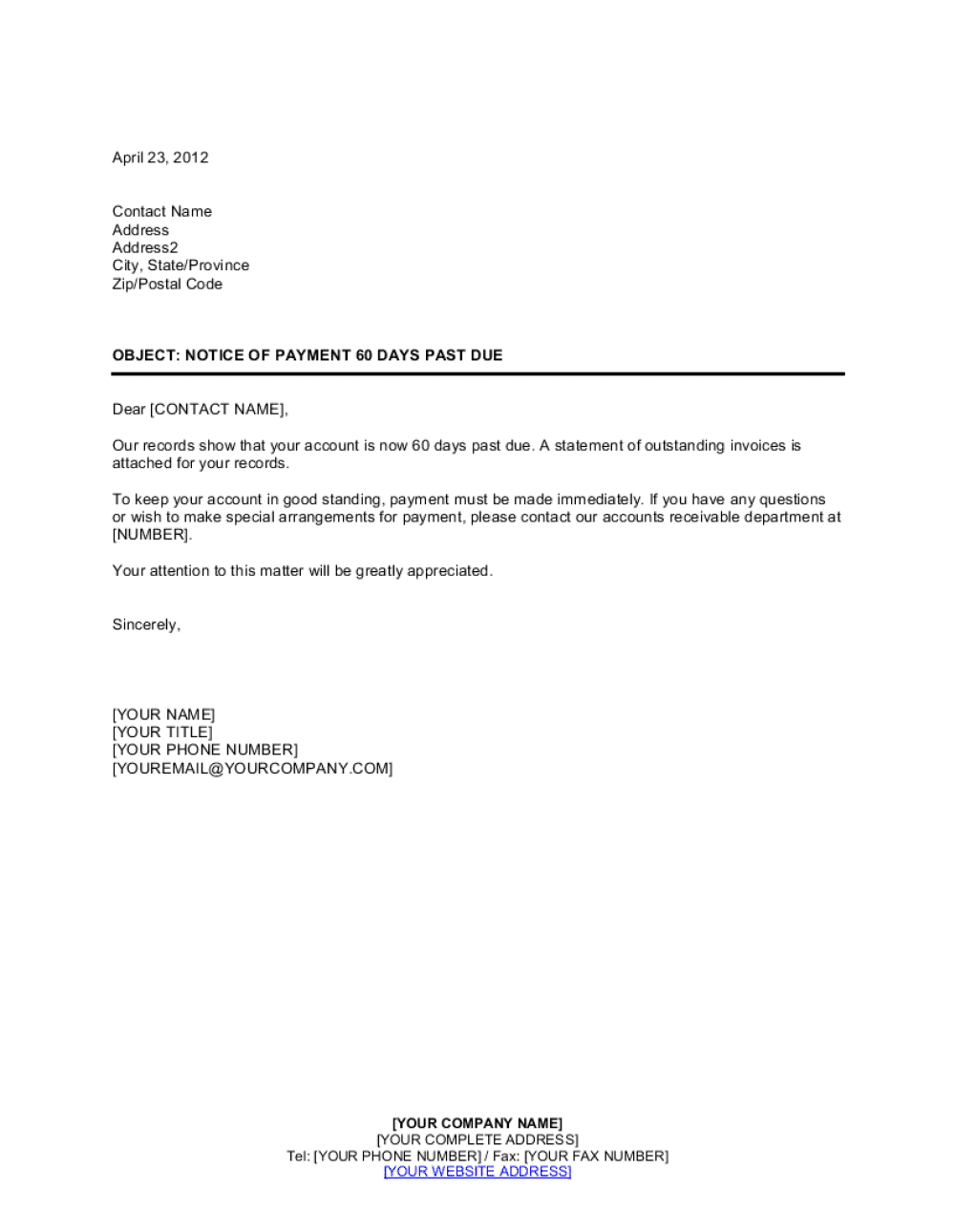 Past Due Invoice Letter Template ~ Resume Letter