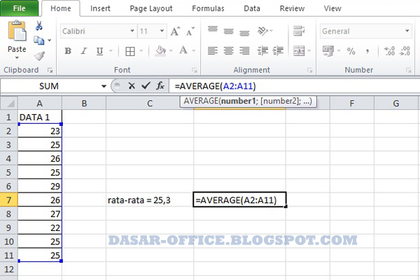 Rumus Cara Mencari Rata-Rata di Excel - Dasar Office | Belajar ...