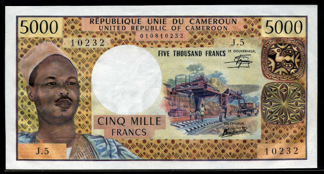 Cameroon banknotes 5000 Francs banknote of 1974 Ahmadou Ahidjo|World ...