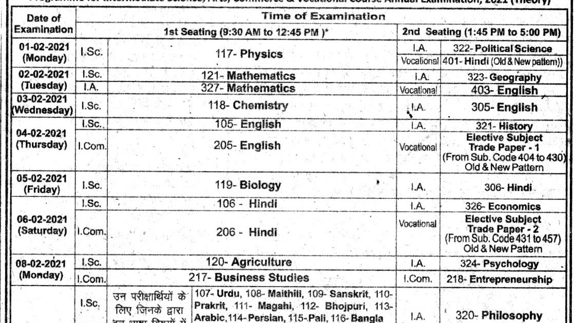 Updates: Intermediate Examination 2021 Revised date sheet