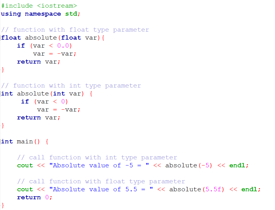 Different types of polymorphism in C++ and Java